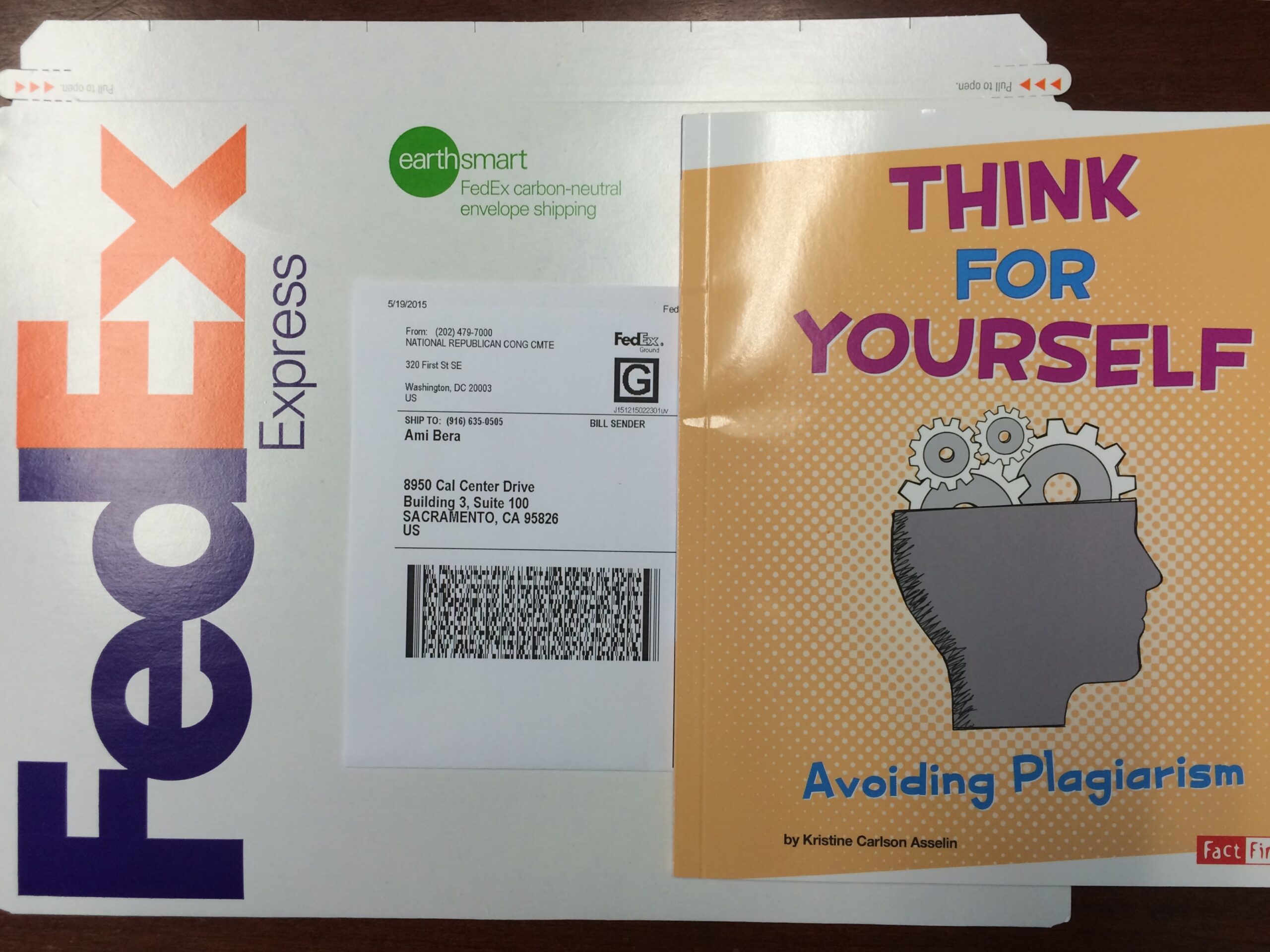 NRCC sends Ami Bera “Think For Yourself: Avoiding Plagiarism” book - NRCC