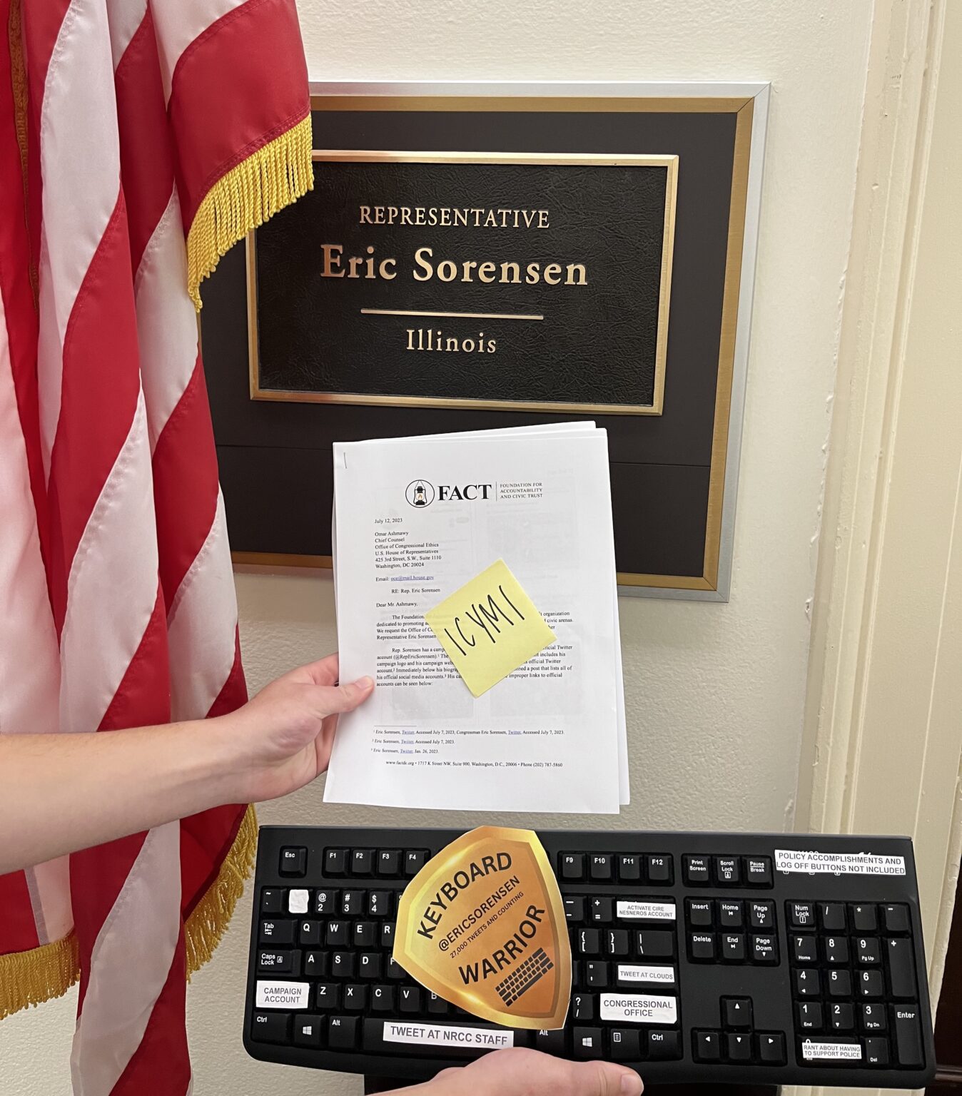 ICYMI: NRCC delivers special edition keyboard to Eric Sorensen - NRCC